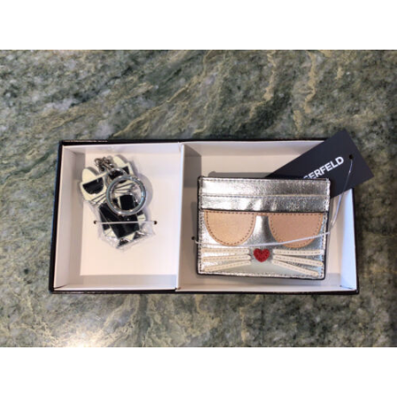 Karl Lagerfeld Maybelle Key Chain & Silver Credit Card case gift set ...